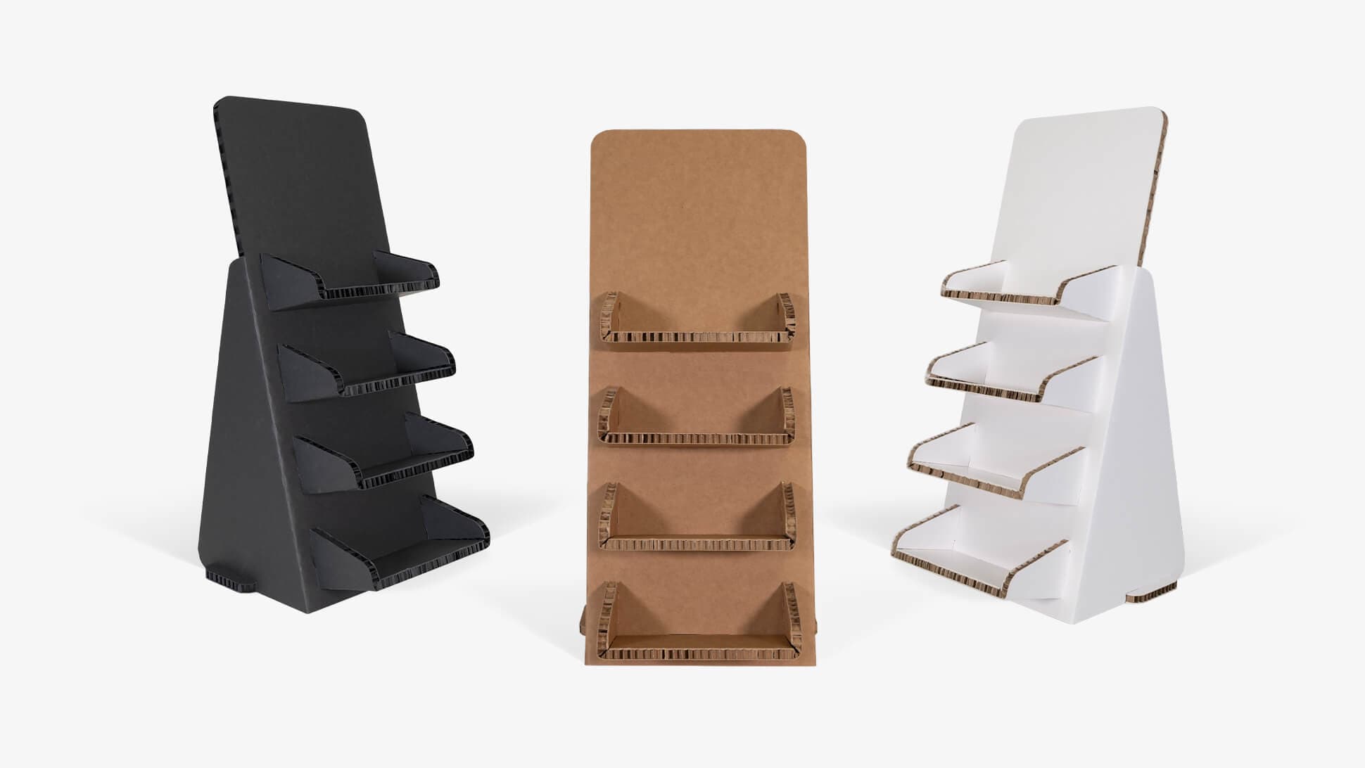 Espositore da banco con 4 ripiani - Noce 1